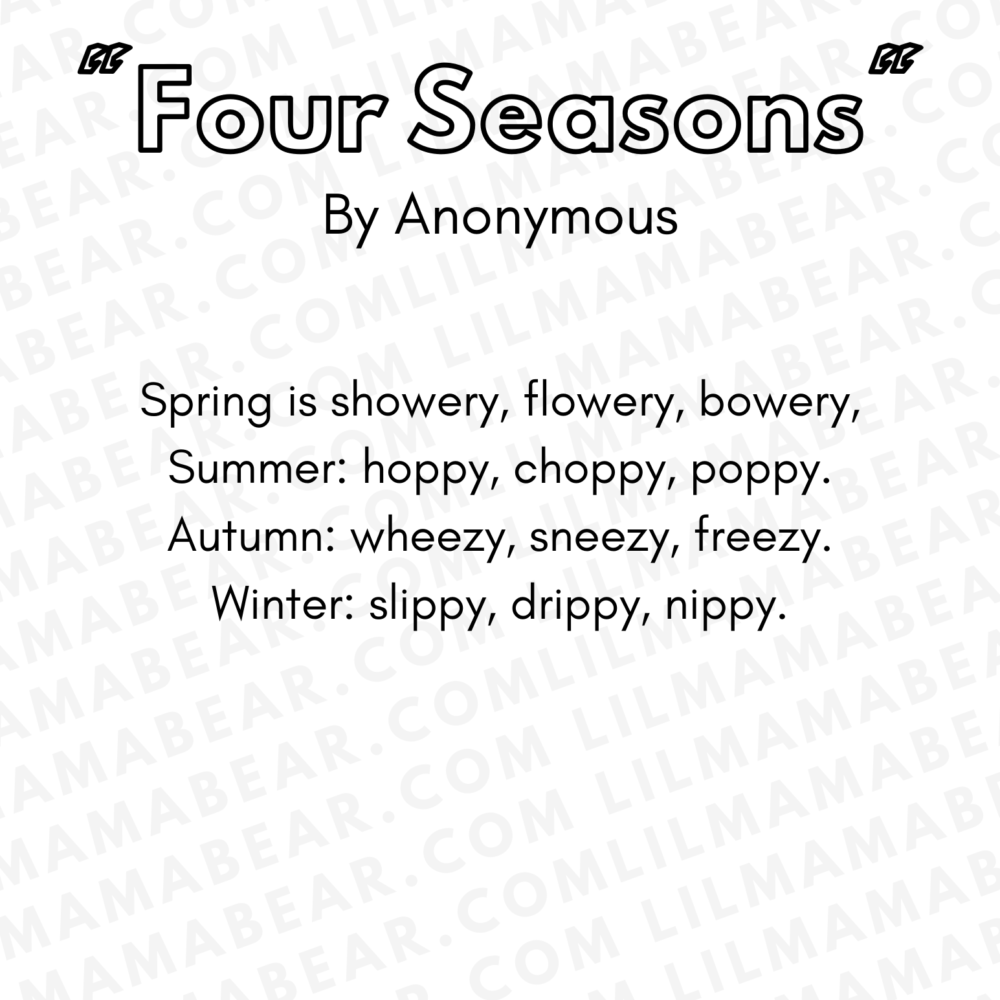 Free Printable Poems for Preschool – Lil Mama Bear Blog
