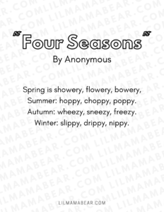Free Printable Poems for Preschool – Lil Mama Bear Blog