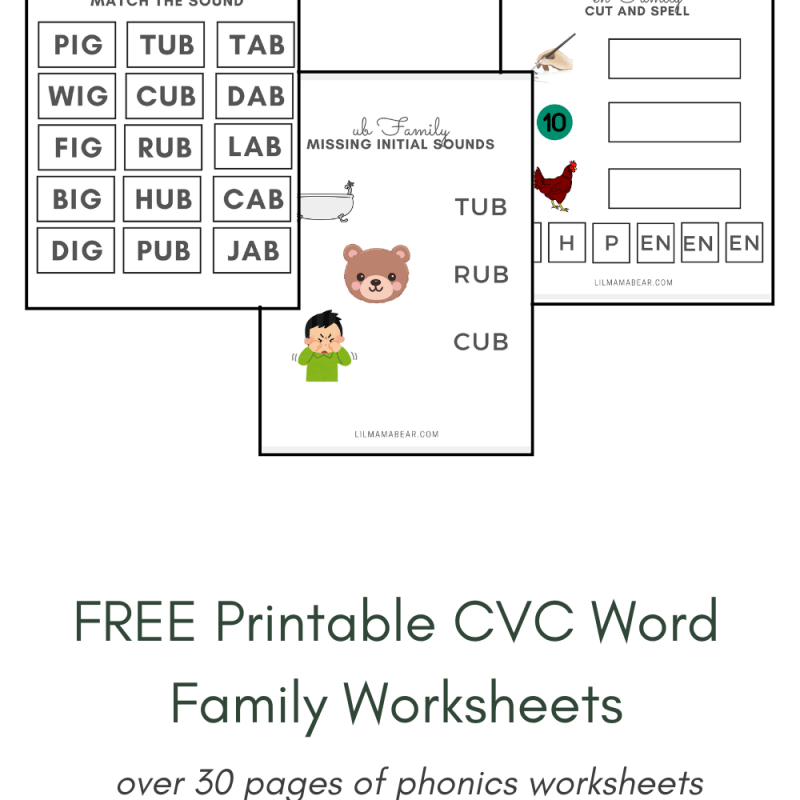 Initial Sound CVC Word Worksheets – Lil Mama Bear Blog